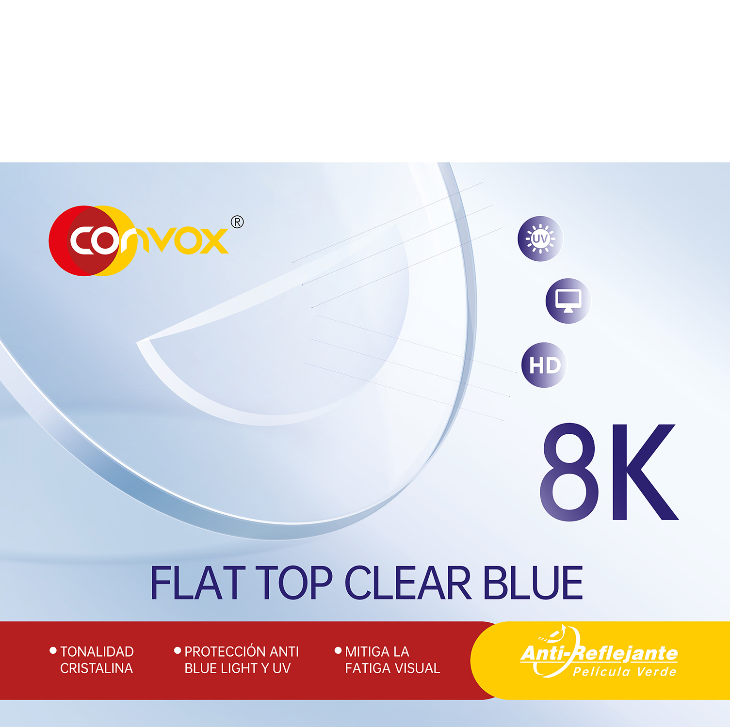 Flat top 8k Clear Blue – Convox Óptica de México